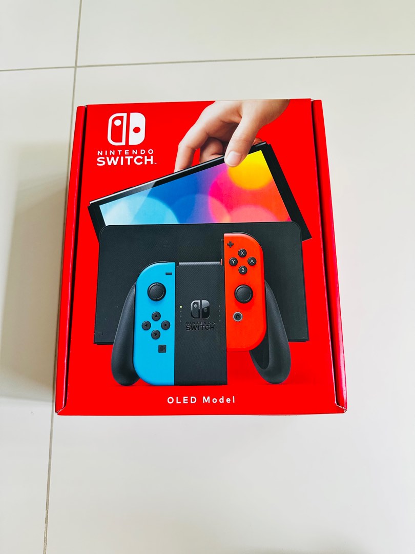Nintendo Switch OLED Neon Blue/Neon Red, Video Gaming, Video Game ...