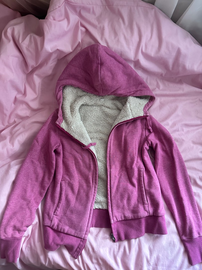 Original Uniqlo Fluffy Pink Jacket, Women's Fashion, Coats, Jackets and ...