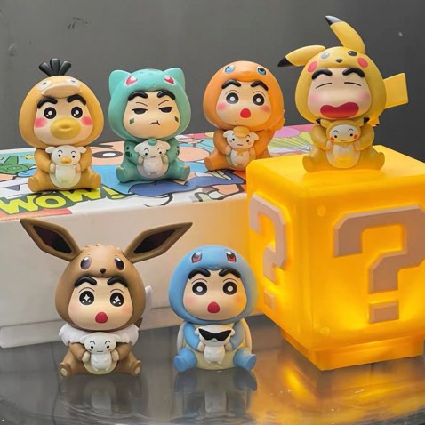 Pokemon X Crayon shin chan figurine blind box, Hobbies & Toys, Toys ...