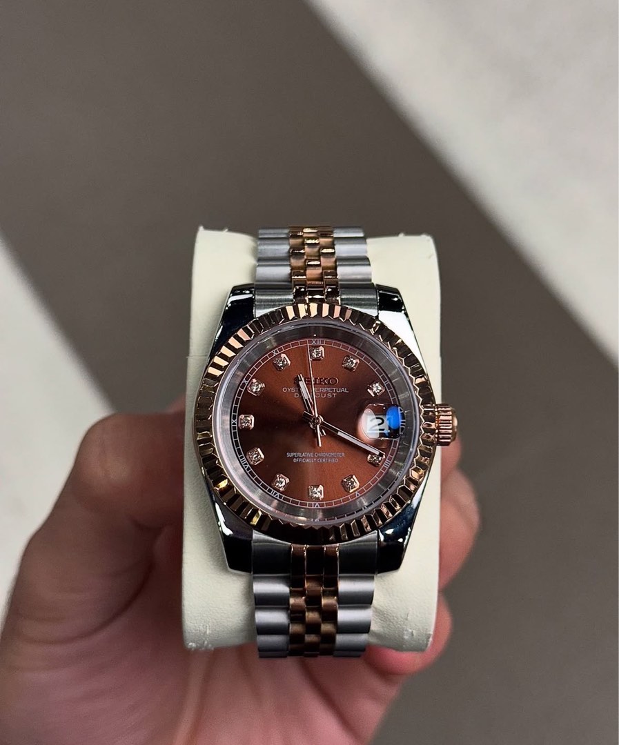 Seiko Mod Datejust Iced chocolate dial, Men's Fashion, Watches ...