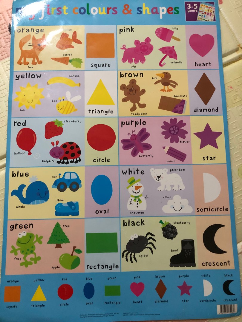 SHAPES & COLOURS WALL CHART, Hobbies & Toys, Books & Magazines ...