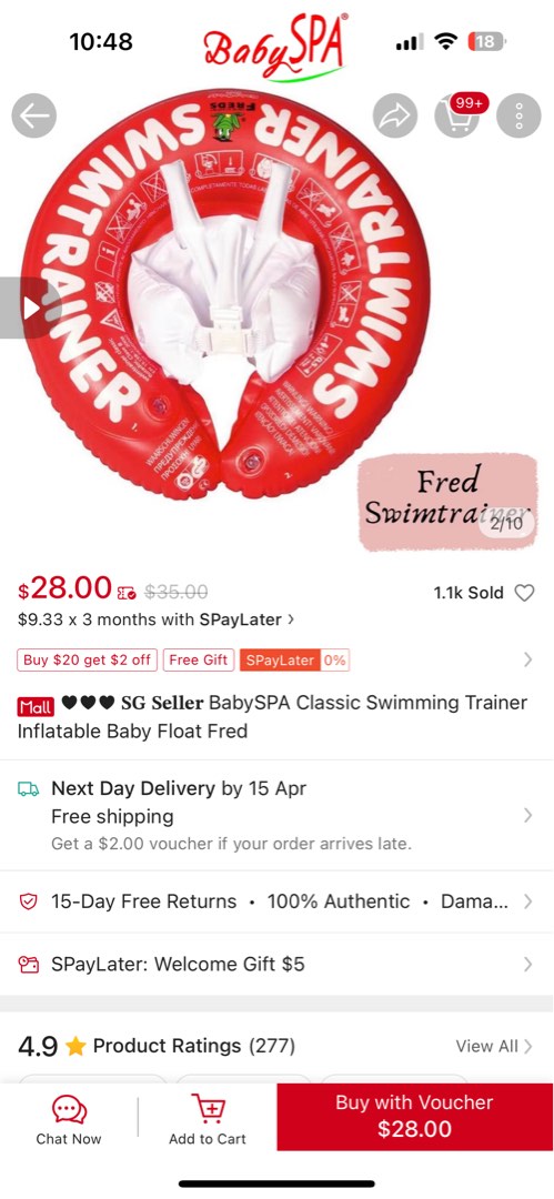 Swim trainer float, Babies & Kids, Infant Playtime on Carousell