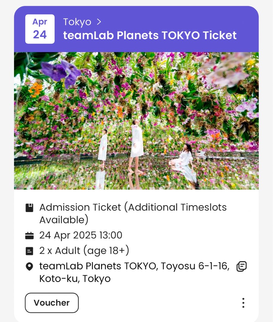 🔥 Teamlab Planet Tokyo x 2 tickets, Tickets & Vouchers, Flights ...
