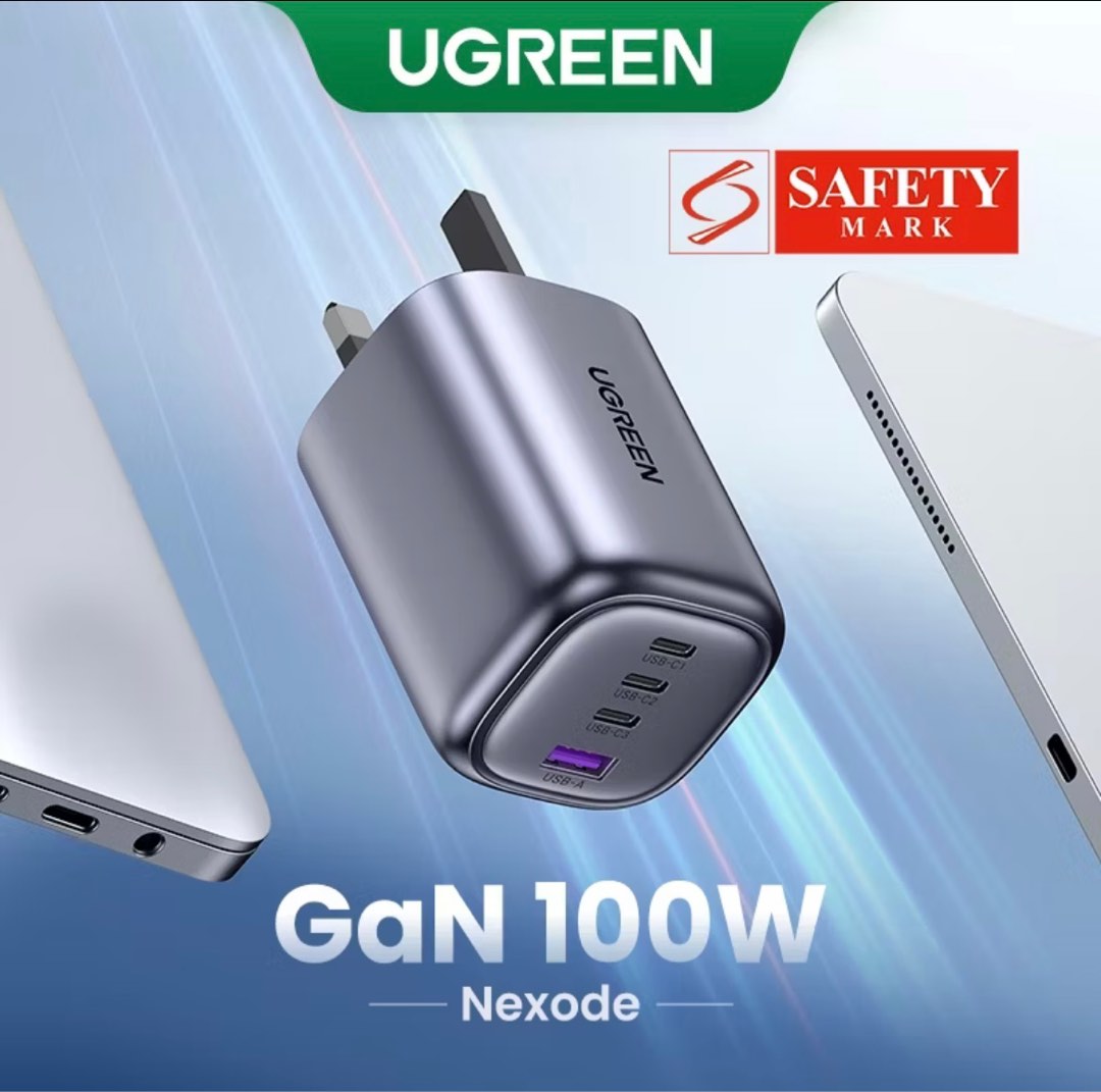 UGREEN 100W GaN Charger 3C1A Portable Charger Safety Mark Fast Charging ...