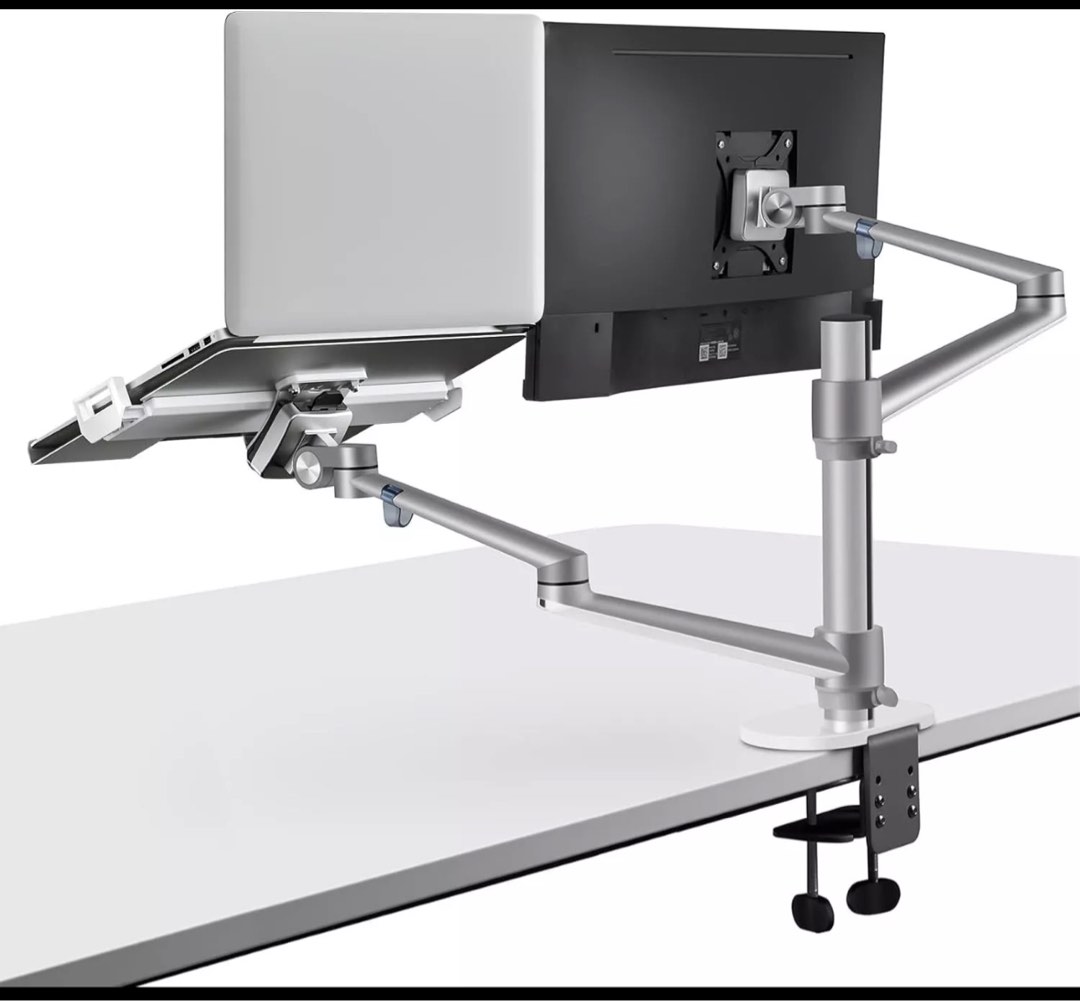 Viozon Monitor/Laptop Stand Arm 2in1 Height Adjustable Table Top Stand ...