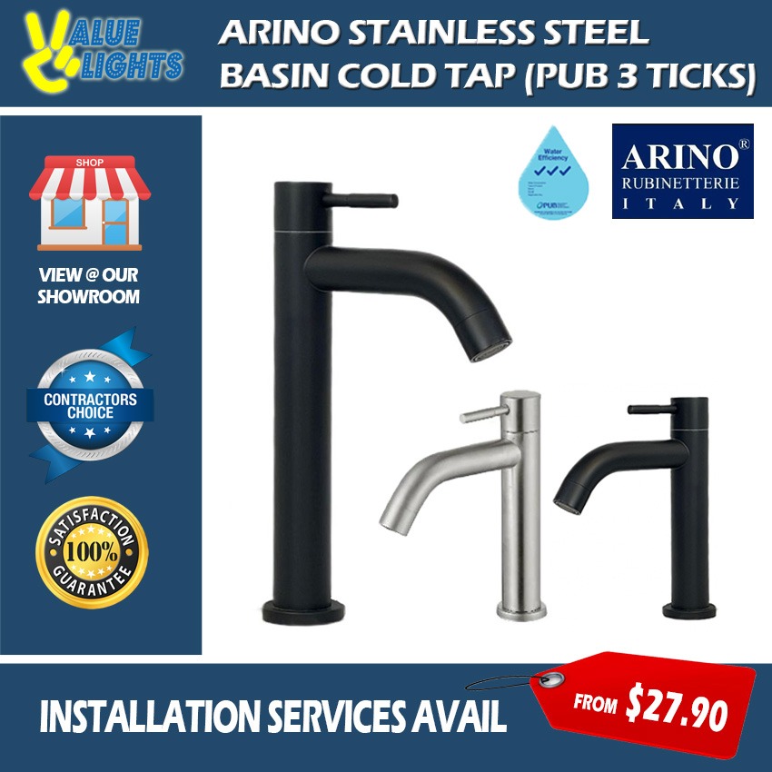 [Climate Voucher] Arino Stainless Steel Cold Water Basin Pillar Tap ...