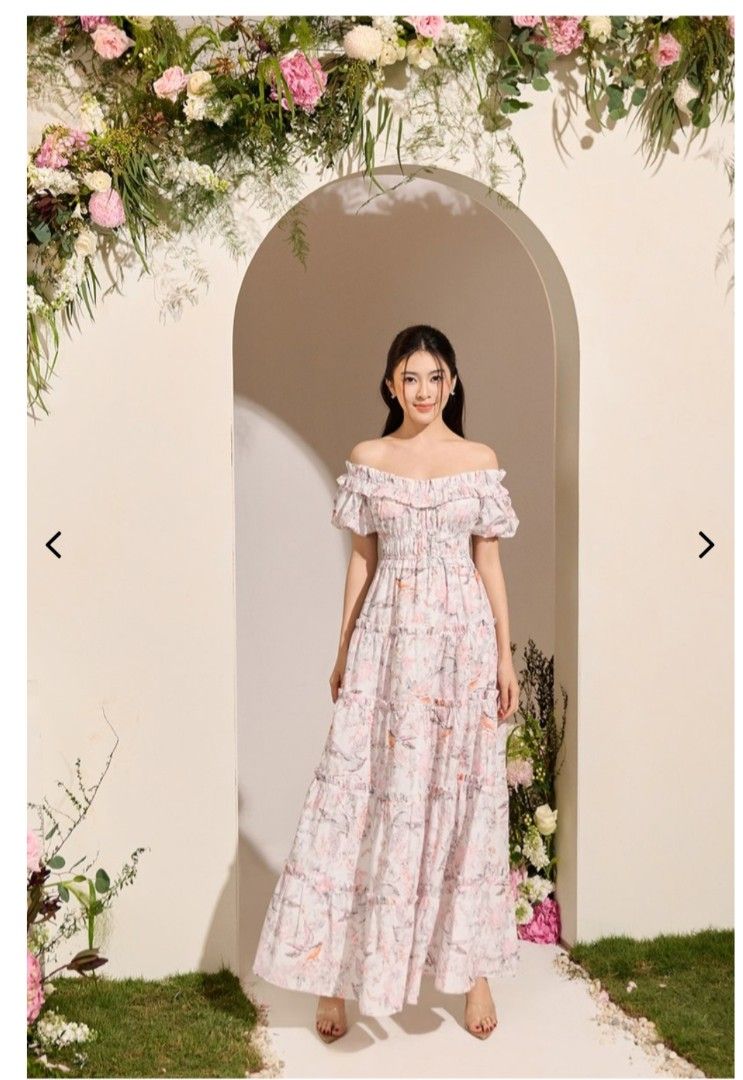 Chello Violette Off Shoulder Maxi Dress in White Songbird Symphony ...