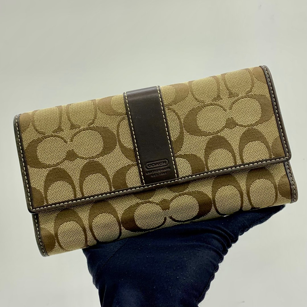 COACH CANVAS SIGNATURE LONG WALLET 257003198 -, Luxury, Bags & Wallets ...