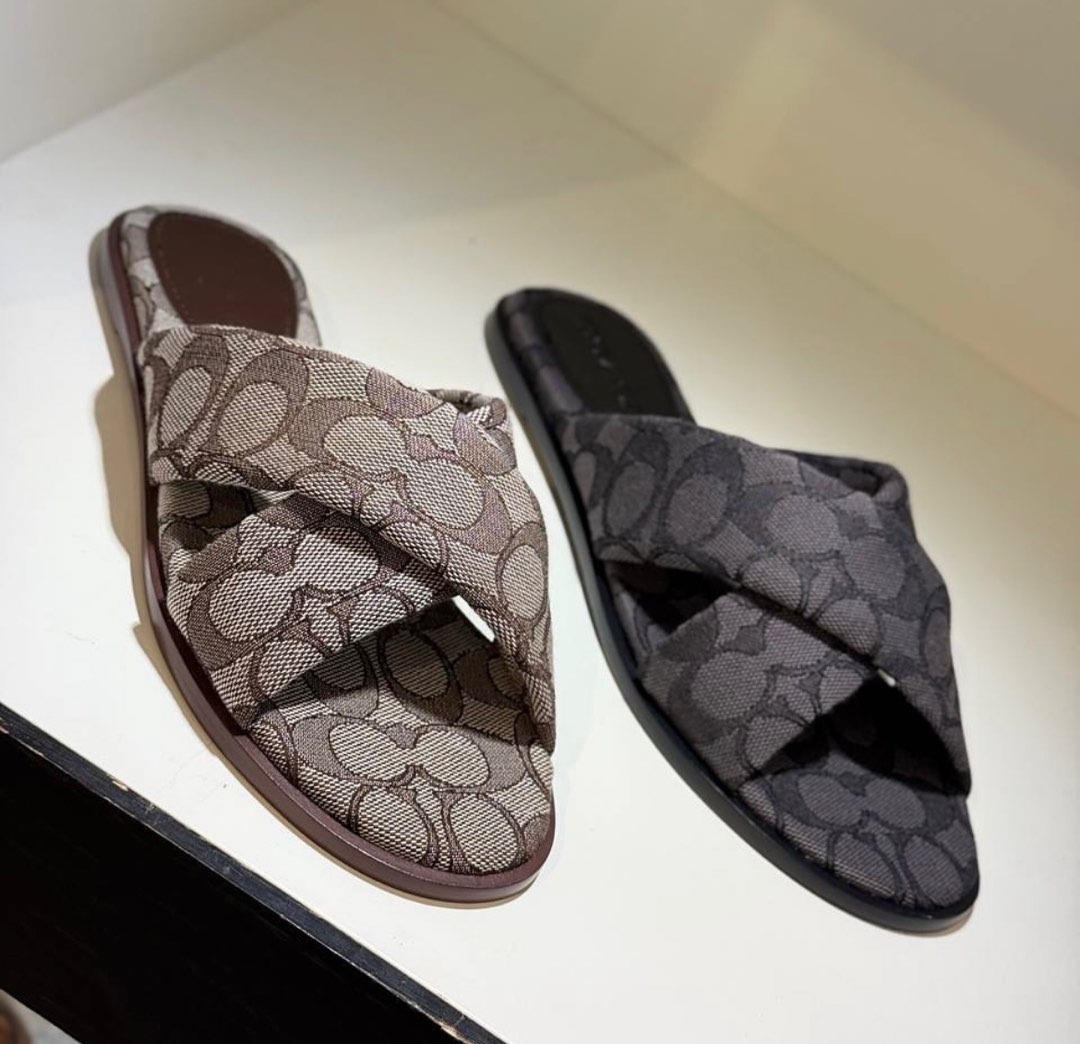 Coach Link Criss Cross Slide in Signature Jacquard, Luxury, Apparel on ...