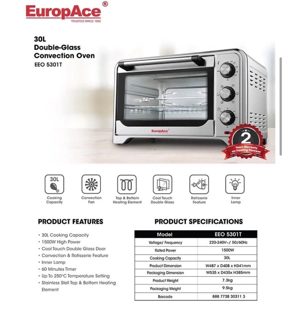 Europace 30L Convection Oven, TV & Home Appliances, Kitchen Appliances ...
