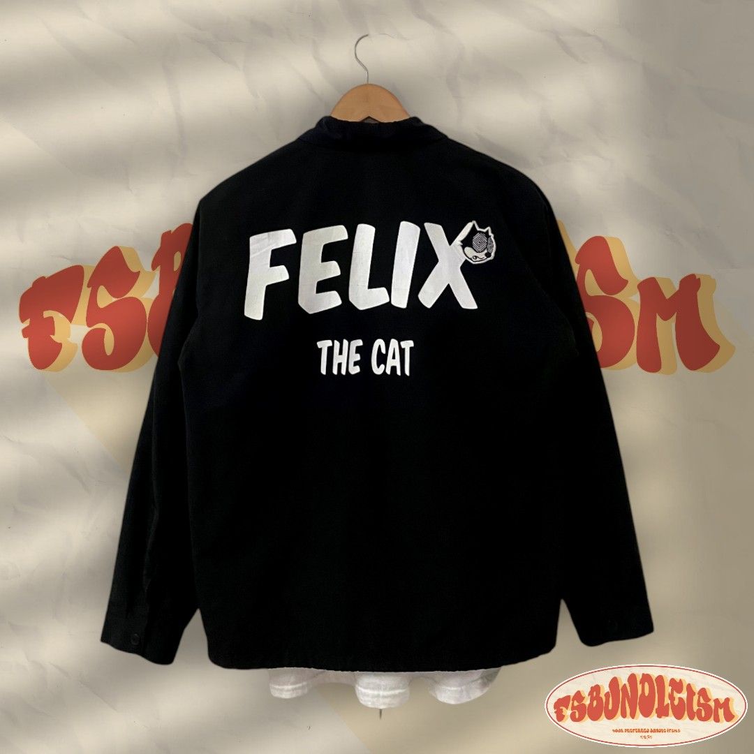 Gu Uniqlo x Felix The Cat Black Coach Jacket Snap Button Windbreaker ...