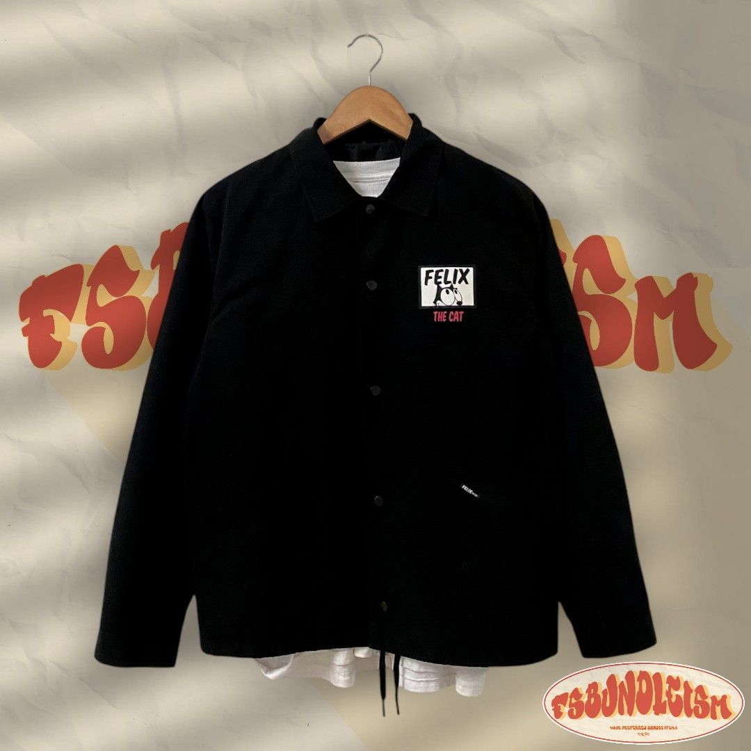 Gu Uniqlo x Felix The Cat Black Coach Jacket Snap Button Windbreaker ...