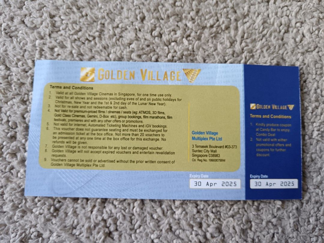 GV tickets x 2 (expiry end of April 2025), Tickets & Vouchers, Vouchers ...