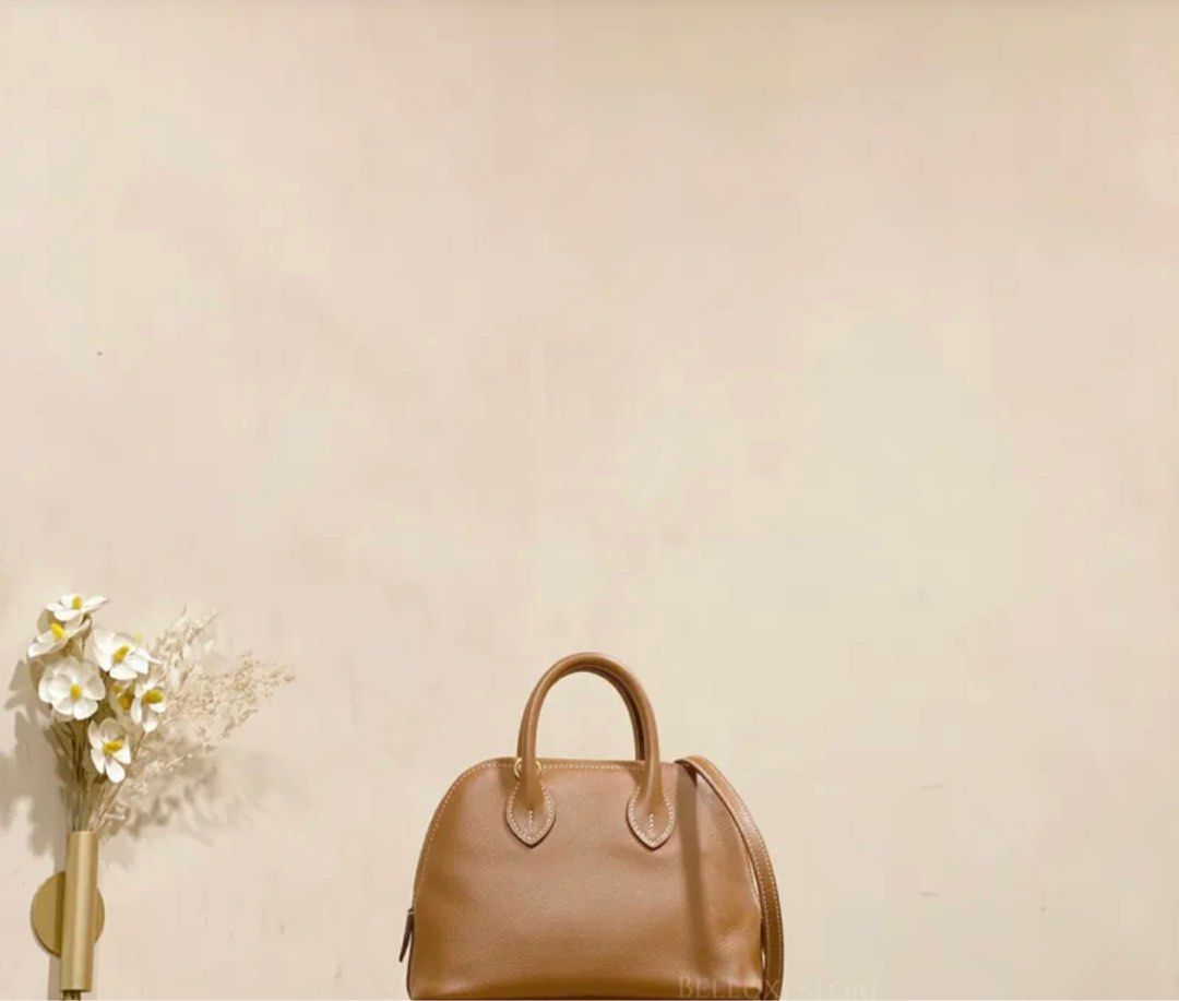 Hermes mini bolide evercolor stamp C gold/gold (金棕), 名牌, 手袋及銀包 - Carousell