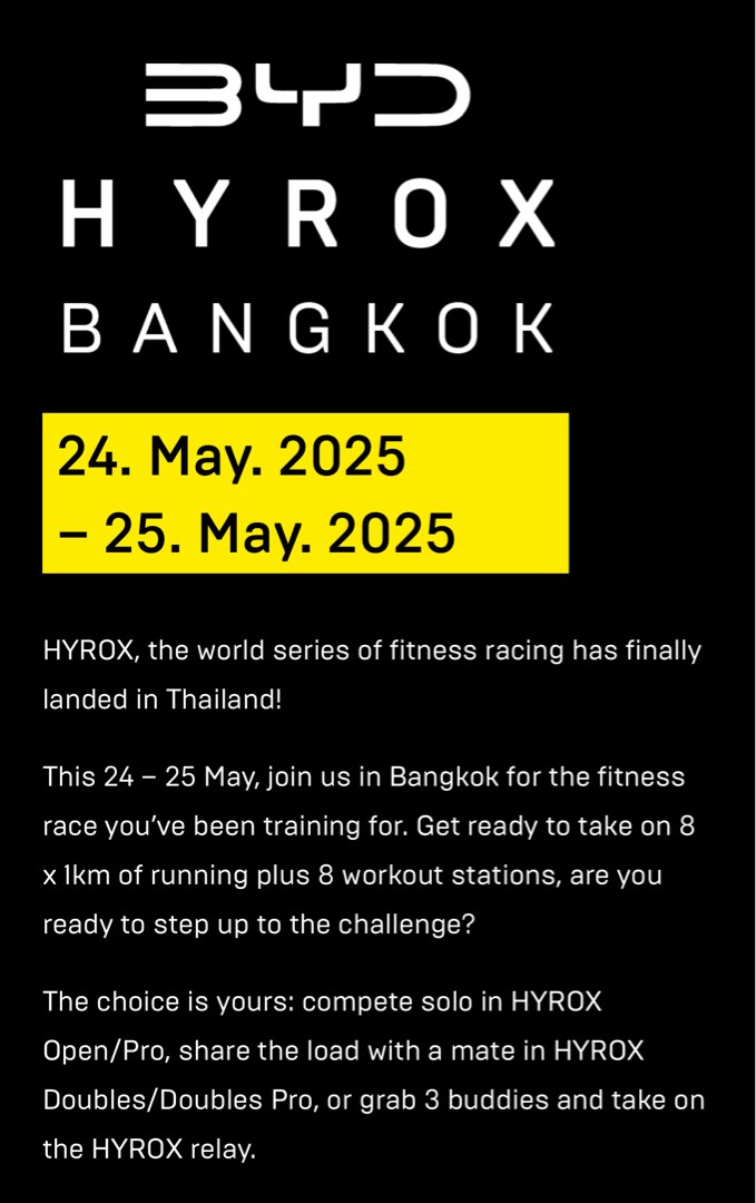 Hyrox Bangkok 24-25 May 2025, Tickets & Vouchers, Event Tickets on ...