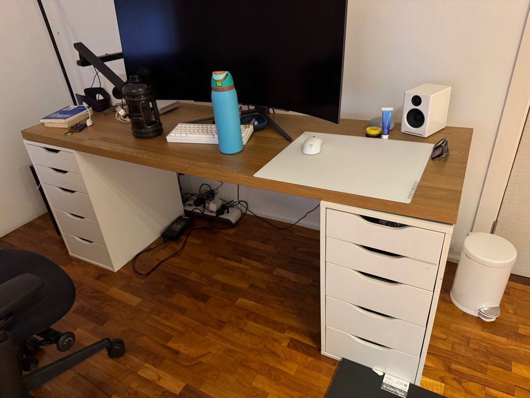 IKEA Computer Table with drawers, Furniture & Home Living, Furniture ...