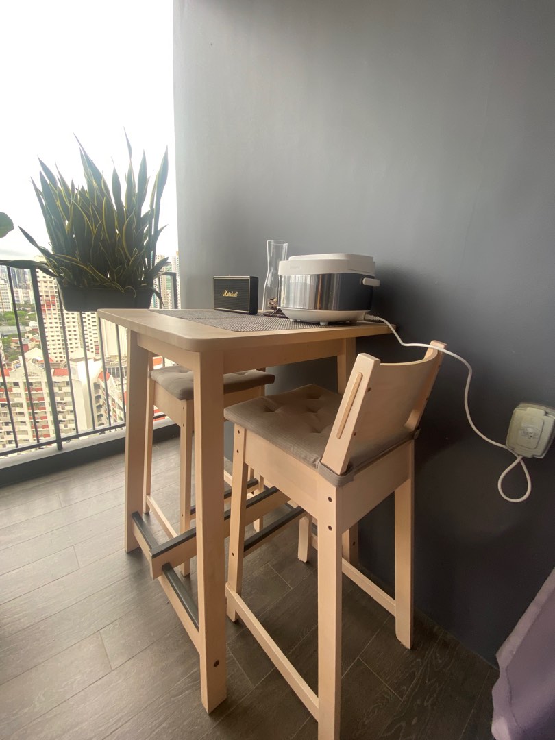 Ikea Norraker Bar Table and 2 Bar Stools, Furniture & Home Living ...