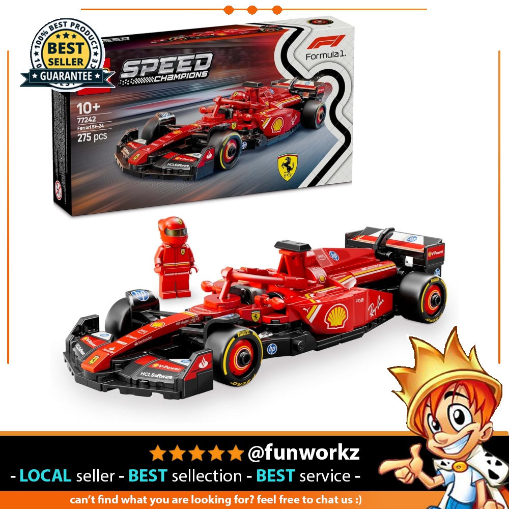 LEGO Speed Champions Ferrari SF-24 F1 Race Car 77242 Toy Vehicle Driver ...