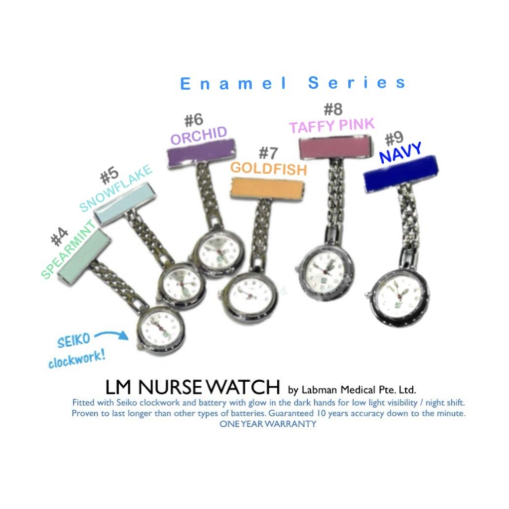 LM Nurse Watch (ENAMEL SERIES) seiko clockwork and battery, SG READY ...