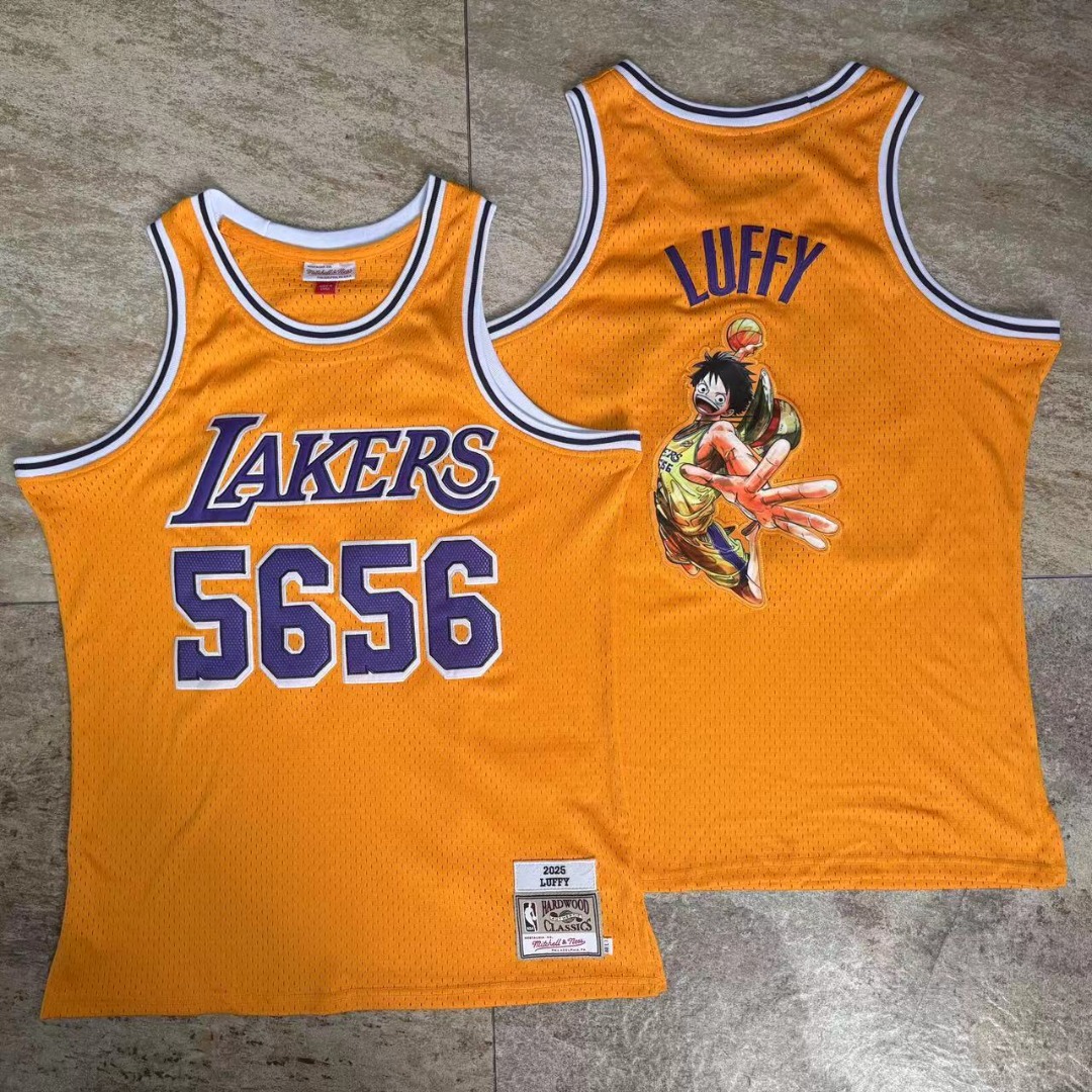 Los Angeles Lakers X One Piece NBA Basketball Luffy Jersey Full Stitched, Men's Fashion ...