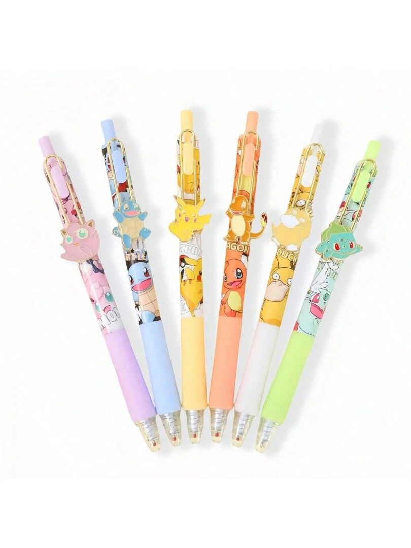 pokemon 6 Styles Neutral Pen Alloy Patch ST Pen Head Anime Figure Image ...