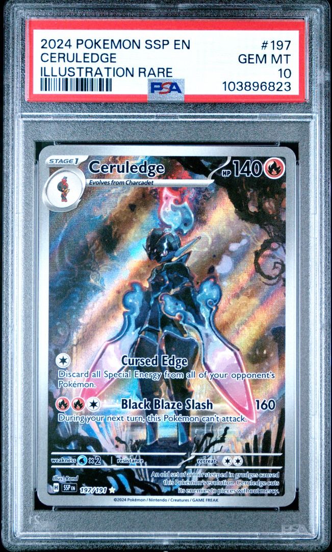 PSA 10 POKEMON TCG CARD CERULEDGE ILLUSTRATION RARE SURGING SPARKS NOT ...