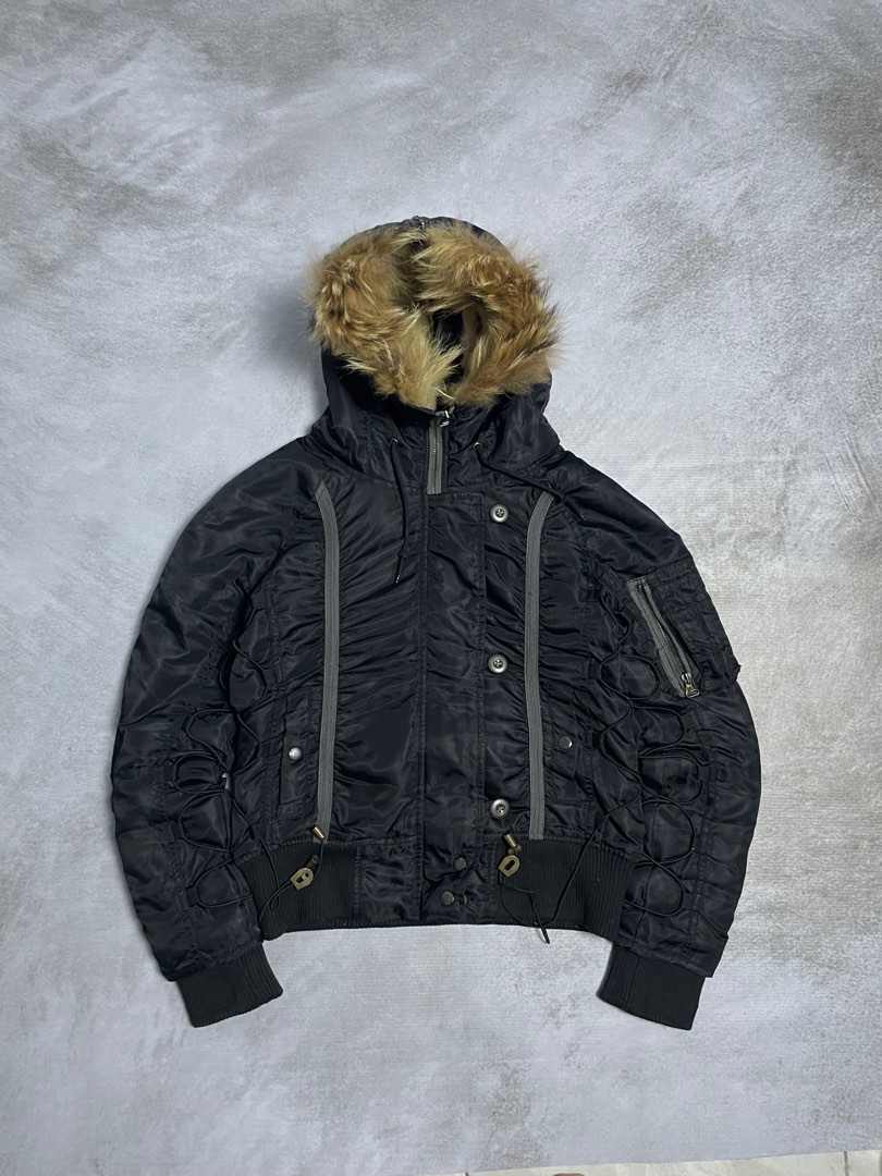 Rare! Avirex Japan Bomber Racoon fur Jacket, Fesyen Pria, Pakaian ...