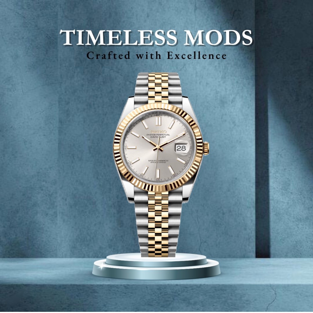 SEIKO MOD DATEJUST TWO-TONE SILVER, Women's Fashion, Watches ...