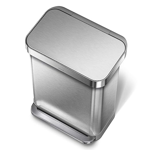 simplehuman 55 Liter / 14.5 Gallon Stainless Steel Rectangular Kitchen ...