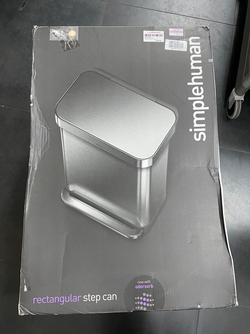simplehuman 55 Liter / 14.5 Gallon Stainless Steel Rectangular Kitchen ...