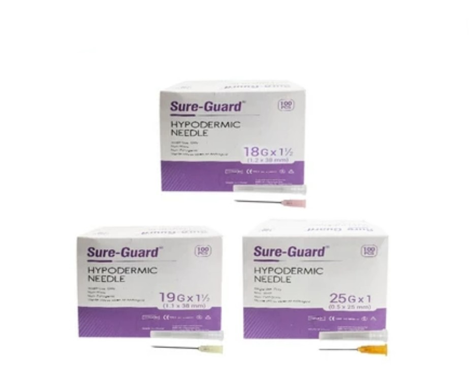 Sure-Guard Hypodermic Needles - Disposable Injection Needles (1 Box of ...