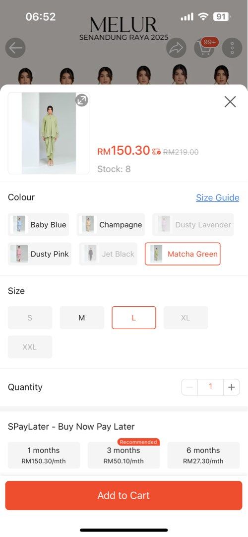 Theins BAJU KURUNG RAYA 2025 MELUR SIZE L matcha green, Women's Fashion ...