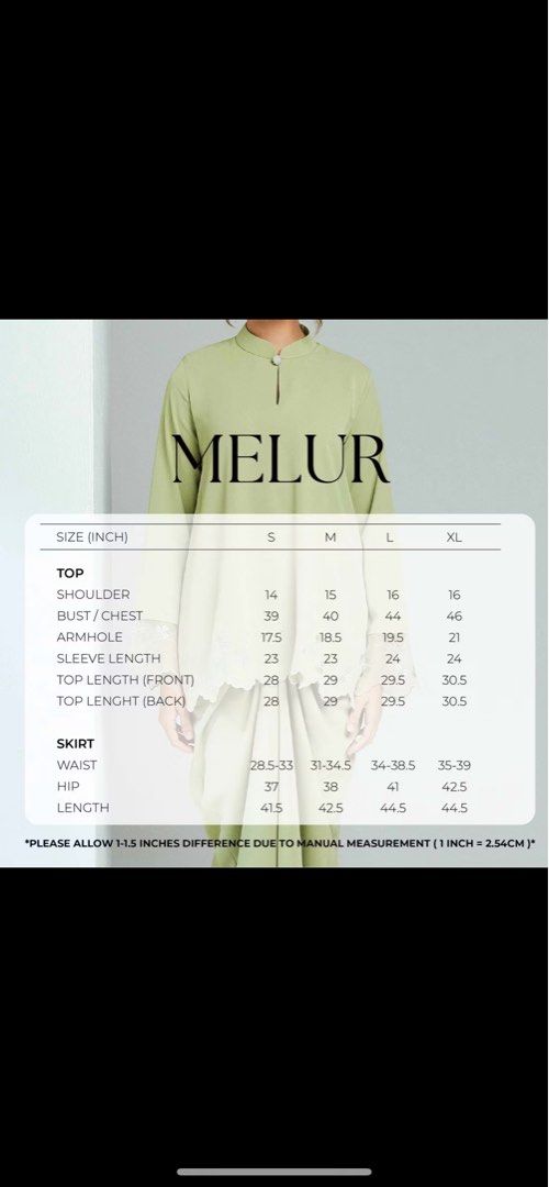 Theins BAJU KURUNG RAYA 2025 MELUR SIZE L matcha green, Women's Fashion ...