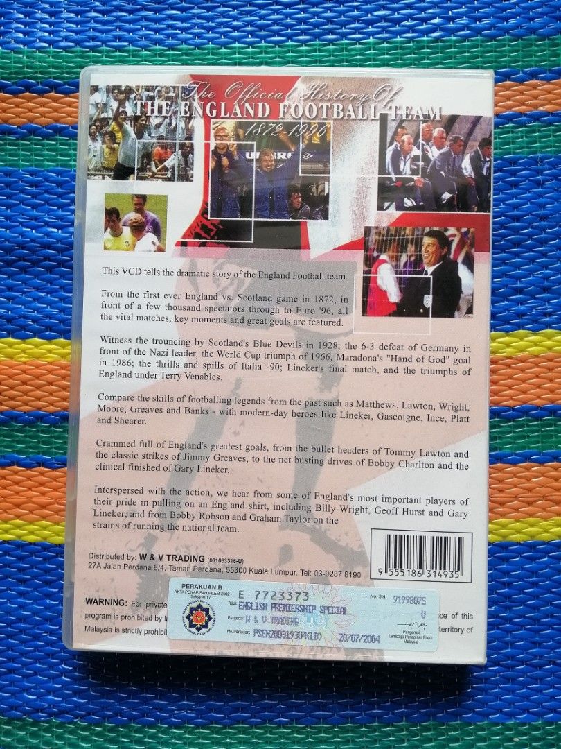 VCD - ENGLISH PREMIERSHIP THE OFFICIAL HISTORY OF THE ENGLAND FOOTBALL ...