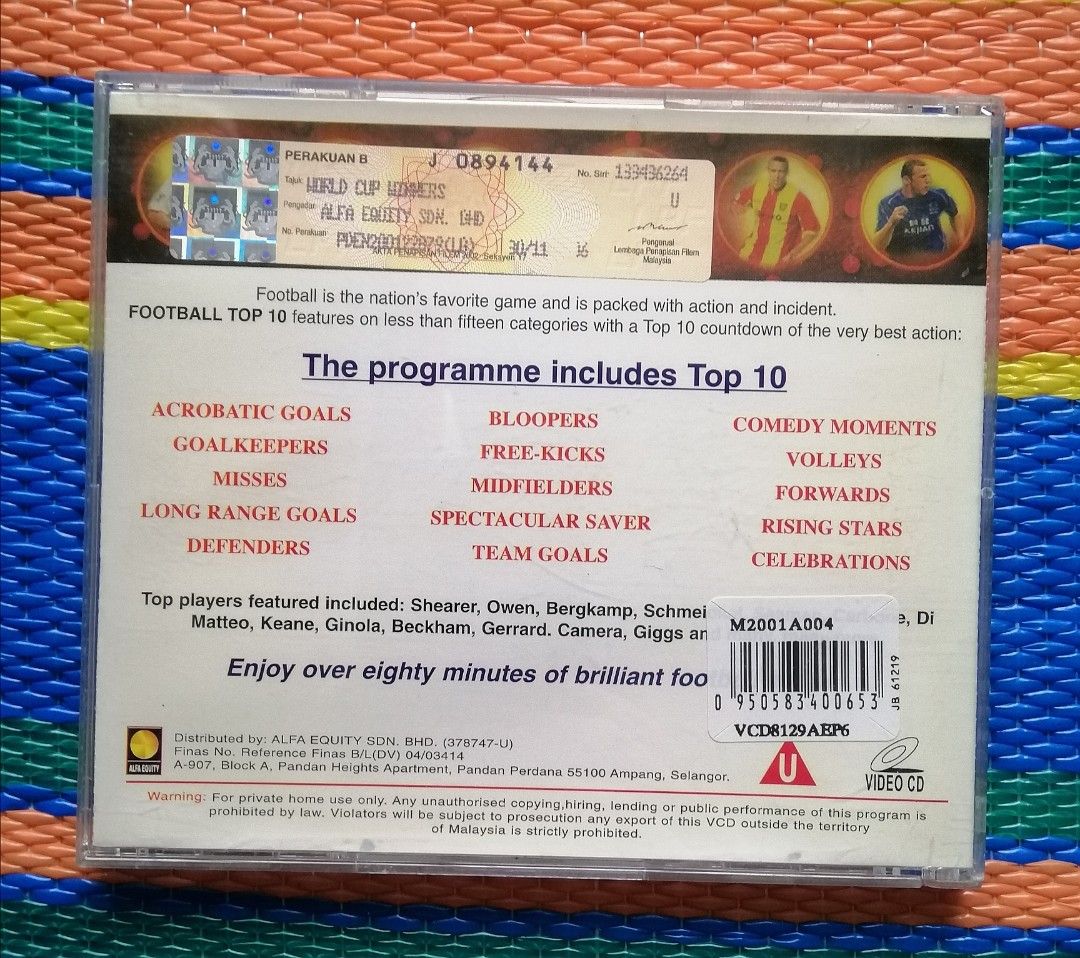 VCD : WORLD CUP WINNERS FOOTBALL TOP 10 (2001 A004) - RM10, Hobbies ...