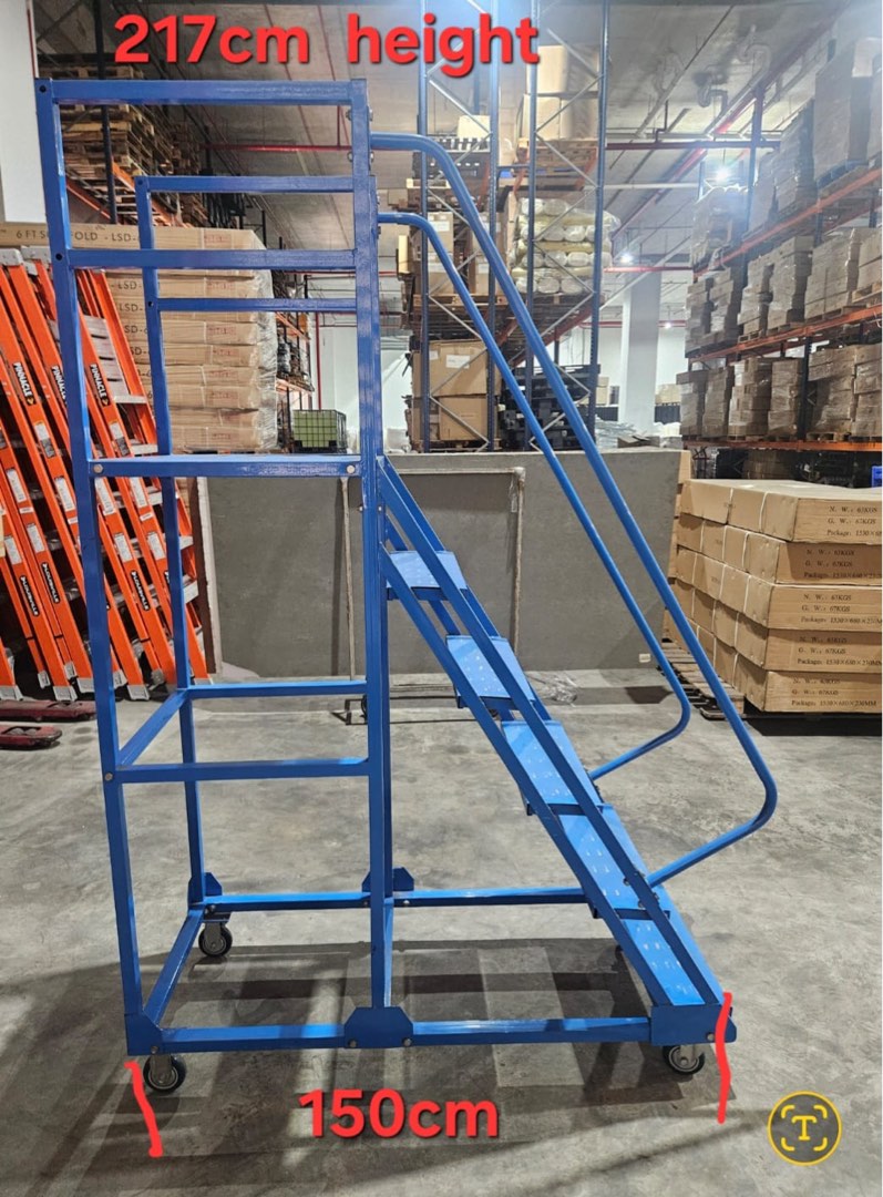 Warehouse Ladder Movable with Wheels, Furniture & Home Living, Home ...