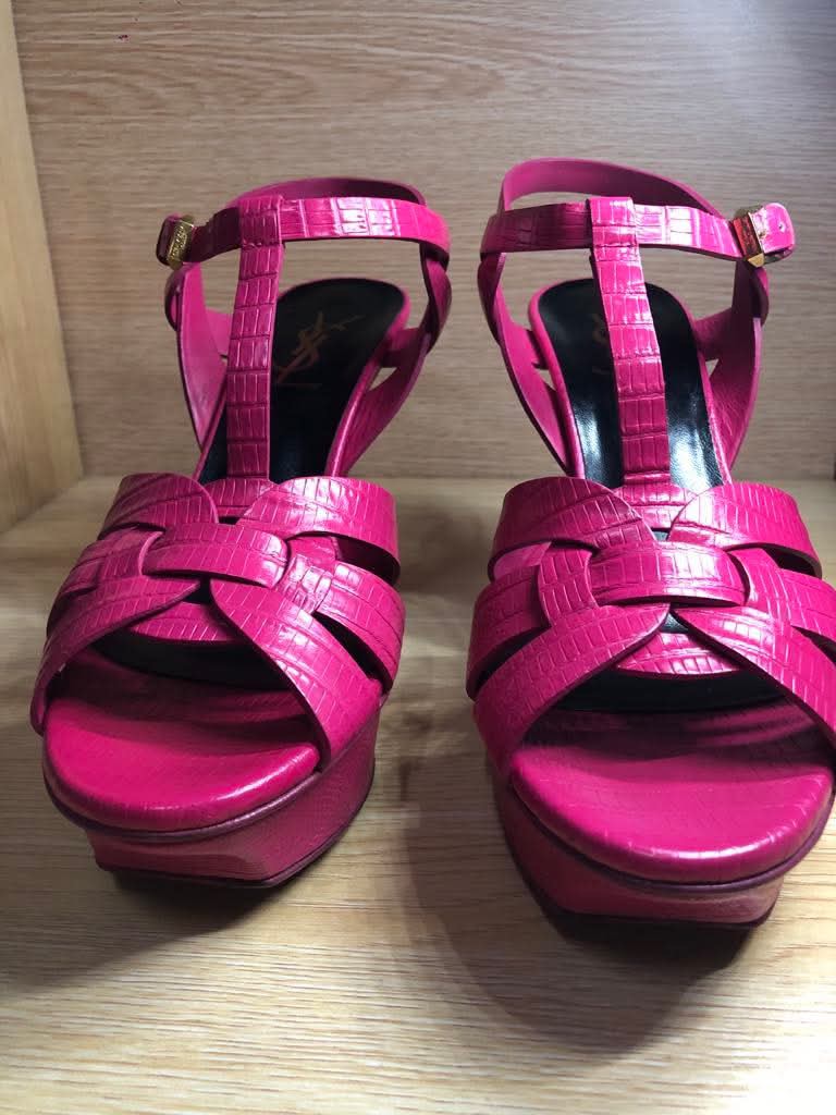 ysl tribute sandal low heel pink ORIGINAL, Luxury, Sneakers & Footwear ...