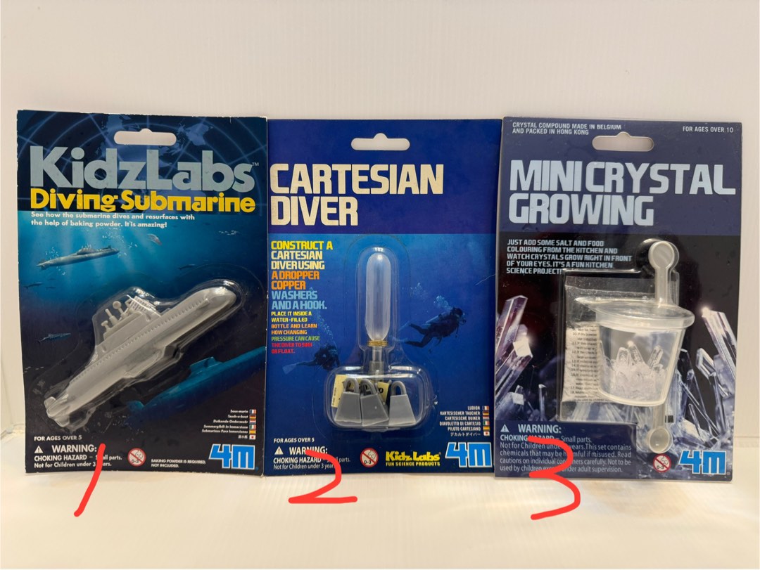 創意玩具系列 Mini Crystal Growing / Diving Submarine / Cartesian Diver 科學 物理 ...
