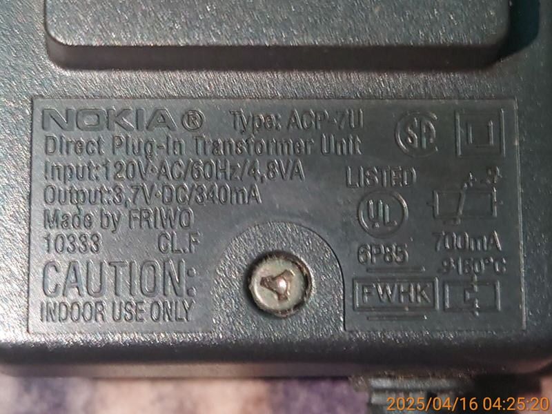 諾基亞 Nokia ACP-7U Transformer 3.7V 340mA 電源供應器 電源適配器 變壓器, 電腦及科技產品, 電腦周邊 ...