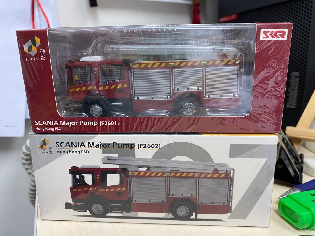 微影 tiny Scania 消防處 泵車 FSD Major Pump F2601 啟德 7-11 F2602 黃大仙 197, 興趣及遊戲, 玩具 & 遊戲類 - Carousell