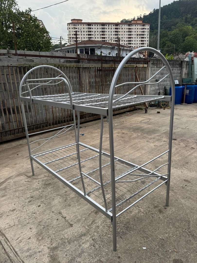 Besi Steel Single Double Decker Bed Frame Katil 2 Tingkat Bunk Bed ...