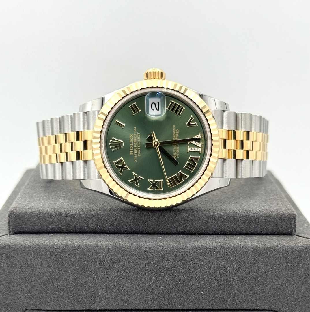 Brand New Apr 2025 Rolex Datejust 31 Half Yellow Gold Jubilee Green VI ...