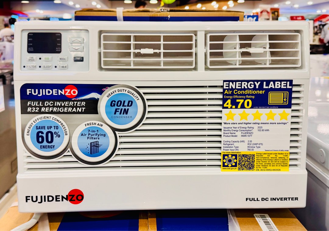 Brand New Fujidenzo IWAR-107T 1.0hp Full DC Window-type Inverter Aircon ...