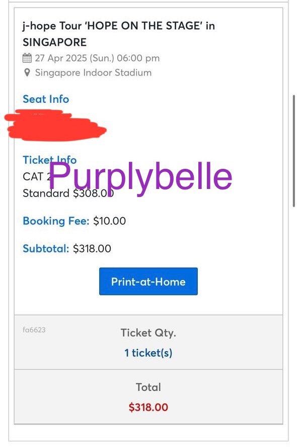 BTS J-Hope Ticket HOPE ON THE STAGE Singapore Tour Day 2 - 27 April ...