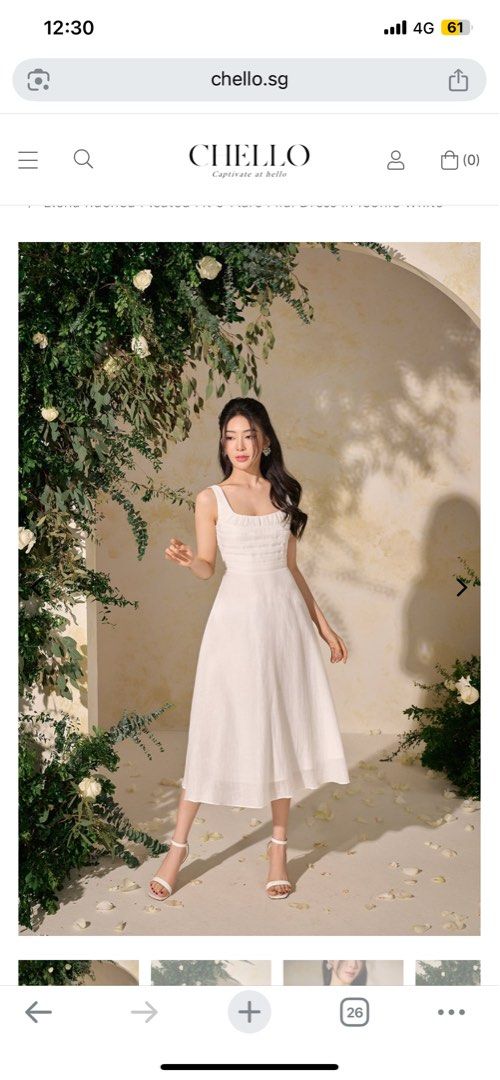 Chello ELENA RUCHED PLEATED FIT & FLARE MIDI DRESS IN ICONIC WHITE, Women's Fashion, Dresses ...