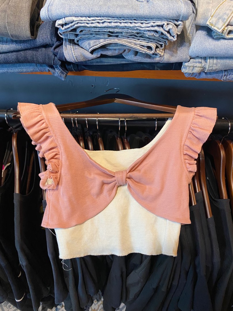 Coquette Top / Ribbon / Bow / Sawako Outfit, Women's Fashion, Tops ...