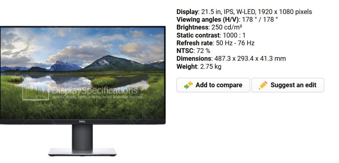 Dell 21.5吋顯示器 P2219H 21.5' inch 液晶顯示屏 Mon LED Monitor，解像度 1920 x 1080 ...