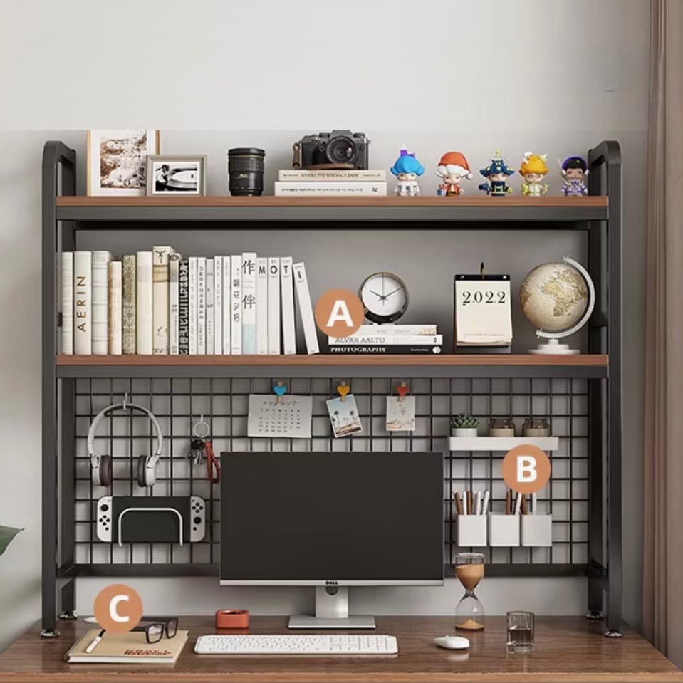 Desktop Organizer Rack With Hooks | Display Shelf Rack With Pegboard ...