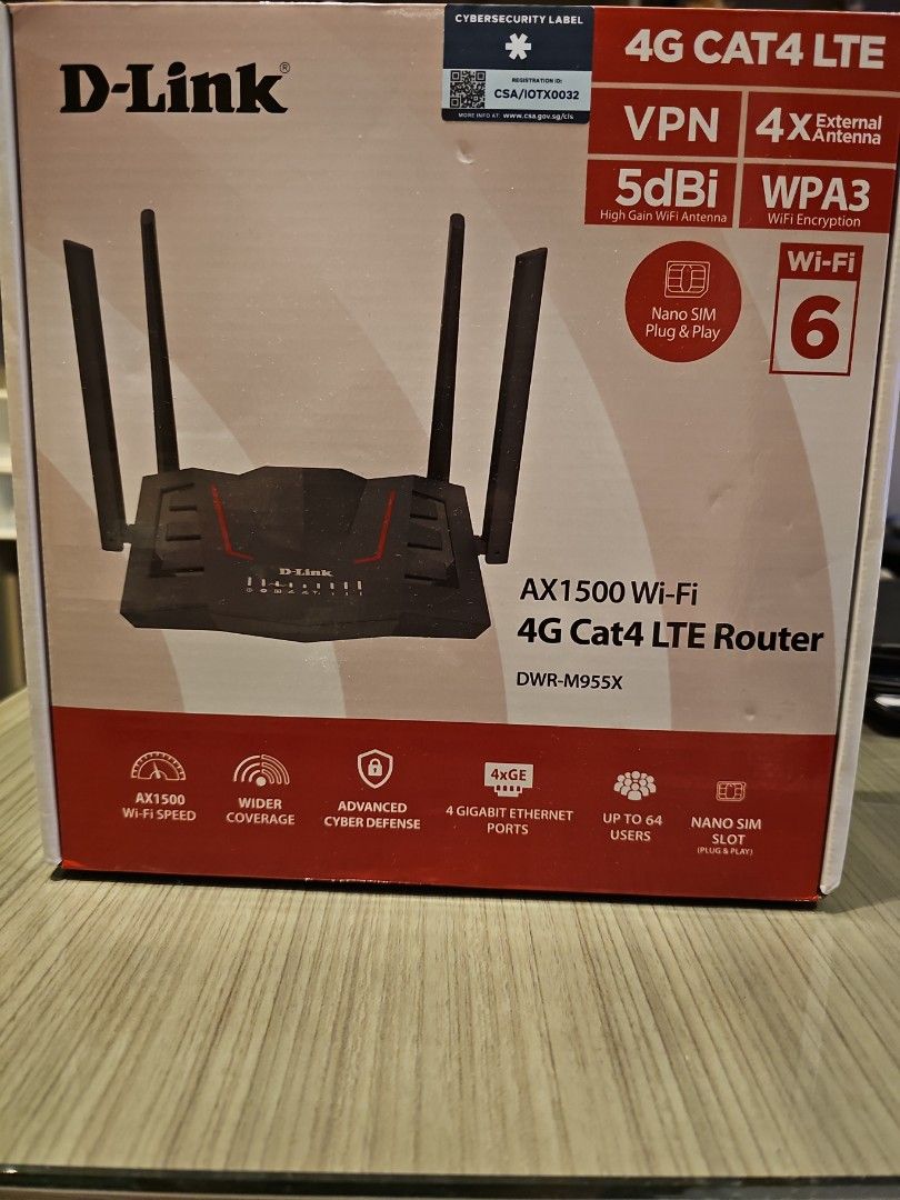 Dlink DWR-M955X WiFi 6 Wireless + 4G LTE SIM card router, Computers ...