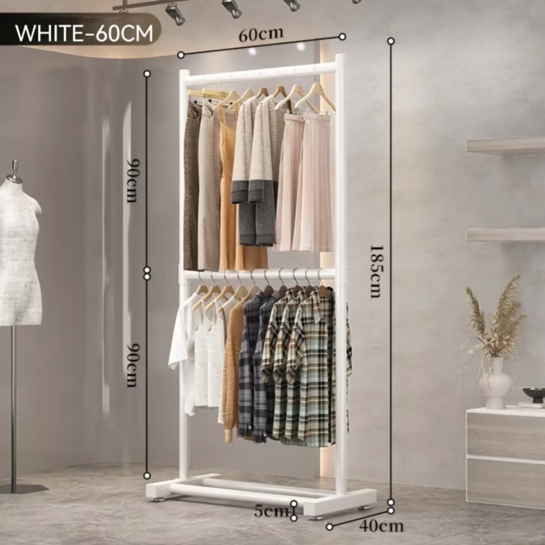 Dual Layer Clothes Hanger Rack | Clothes Hanging Rack With Wheels ...